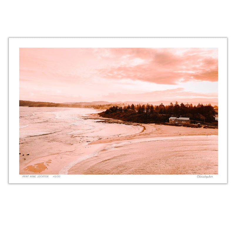 Pink - Toowoon Bay Beach Aerial Print – From Above Images